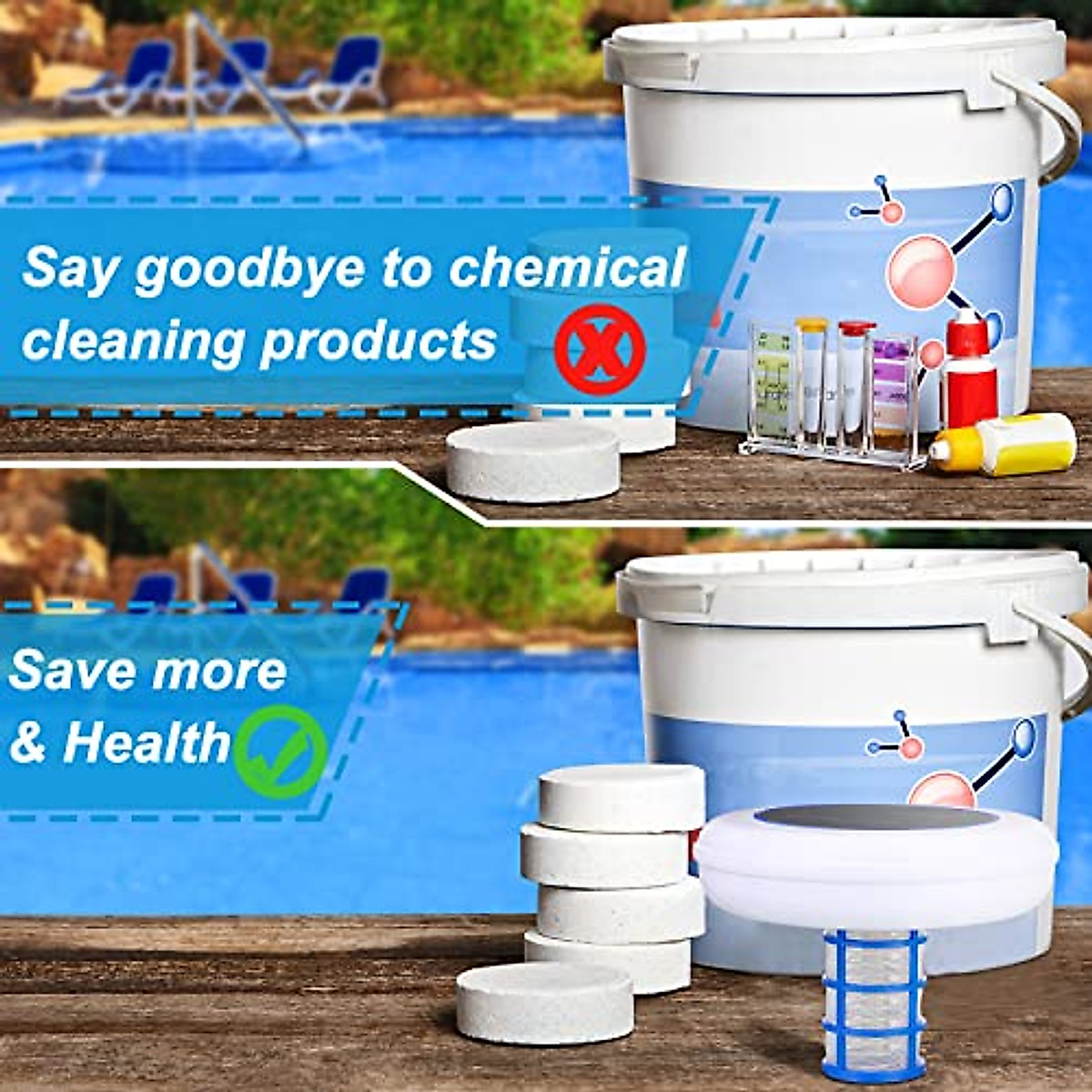 Solar Pool Ionizer Pool Purifier with 1 Replacement Copper Anode Less Chlorine Kill Algae Keeps Water Clear Pool Cleaning Clarifier Longer Lasting Anode High Gallons