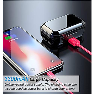 Xmythorig Ultimate True Wireless Earbuds Bluetooth 5.0 Headphones, IPX7 Waterproof Earphones for Sports, 110H Playtime w/ 3300mAh Charging Case, 3D Stereo Audio Touch Control in-Ear Headset w/Mic