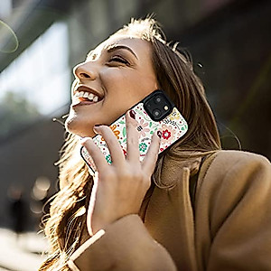 HAOPINSH for iPhone 13 Mini Case Wallet with Card Holder, Daisy Florals Pattern Back Flip Folio PU Leather Kickstand Card Slots Case for Women Girls, Double Magnetic Clasp Shockproof Cover 5.4"