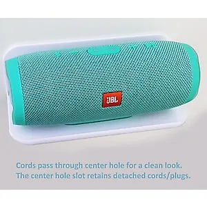 eLhook Made in USA White Stick-On Removable Floating Wall Shelf Textured ABS Molded Plastic with Lipped Edges and Cord Managment | Designed for Stick-On Adhesives or Screws