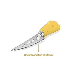 Cheese Knife Set of 6, Stainless Steel Small Cute Cheese Knives and Forks with Plastic Handle, Complete Stainless Steel Cheese Knives Collection for Family Gathering Christmas Wedding Party