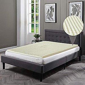 Nutan 2-Inch High Density Convoluted Egg Shell Breathable Memory Foam Topper,Adds Comfort to Mattress, Twin, White