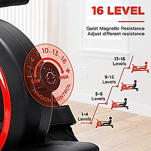 Winfita Magnetic Rower Machine, Foldable Rowing Machine for Home Use with 16 Levels of Quiet Magnetic Resistance, LCD Monitor, Tablet Holder, Oversize Seat Cushion, App Supported