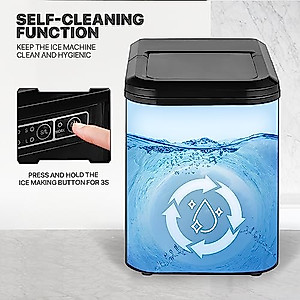 mollie Ice Maker Countertop 9 Ice Cubes Ready in 10 Mins - 26LBS/24Hrs, Self-Cleaning Ice Machine, One-Click Operation Portable Ice Cube Maker w/Ice Scoop for Home Party RV, 2.2L Water Tank, Black