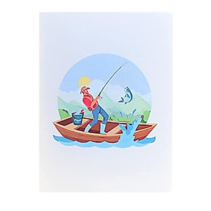 iGifts And Cards Awesome Fishing Pop Up Greeting Card - Friendship, Retirement, Happy Birthday, Father’s Day, Dad, Husband, Adventure, Get Well, Boss, Mountain Fishing Card, Card for Fisherman