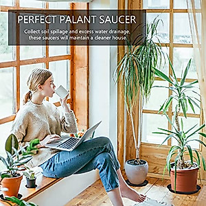 Angde 6 Pack of 14 inch Plant Saucer (12 Inch Base), Plant Tray 14 Inch Round, Plant Saucers for Indoors, Plant Trays for Pots, Plant Flower Pot Saucers, Pot Saucers for Planter 11-14" (Black)