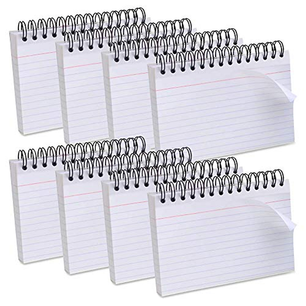 Koogel 400 Pages Index Card, 3 x 5 Inch White Learning Card Note Cards 8 Pack of White Paper Ring Index Cards Bulk Index Cards for Home School Office
