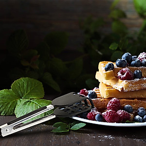 2 Pieces Mini Waffle Tongs Non Scratch Tongs 8 Inches Serving Spatula Tongs with Non Slip Smooth Stainless Steel Handles Heat Resistant Nylon Heads Non scratch and Dishwasher Safe for Cooking