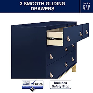 babyGap by Delta Children Legacy 6 Drawer Dresser with Leather Pulls - Greenguard Gold Certified, Navy/Natural