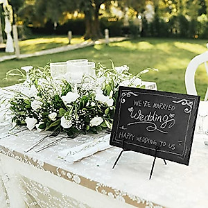 LAVEMCH 4 Pack Slate Cheese Boards, 12” x 8” Charcuterie Boards Sussi Plate Stone Tray with 4 Pieces Soapstone Chalks for Cheese, Meats, Appetizers, Dried Fruits, Gourmet, Black