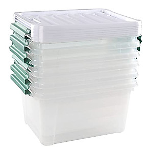 Innouse 6 Pack Plastic Latch Storage Box, 20 Qt Storage Container with Lid