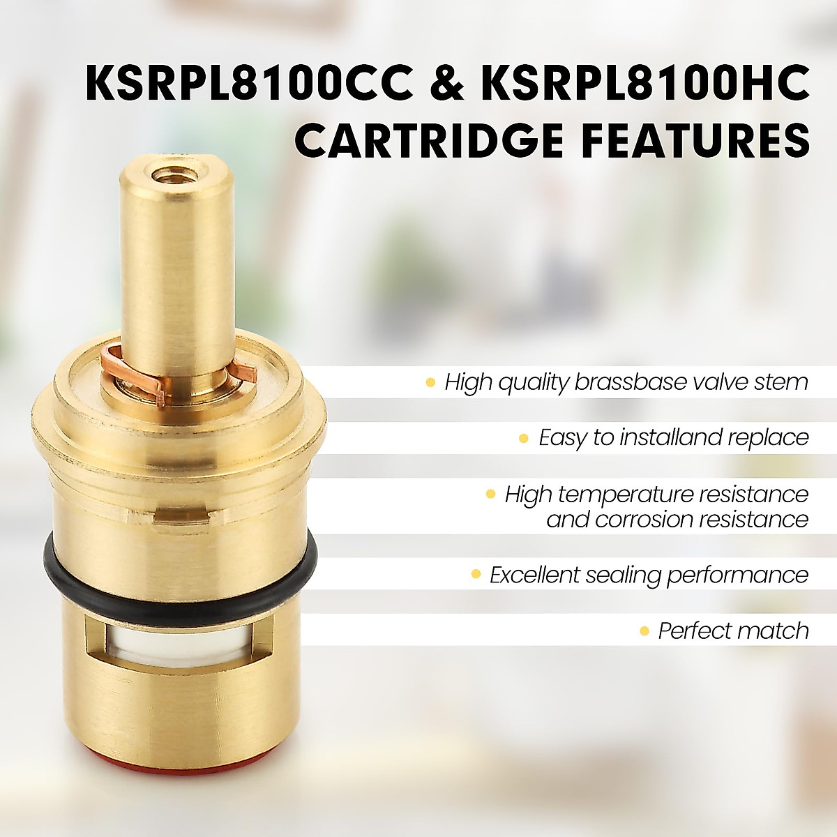Replacement for Kingston Brass KSRPL8100CC & KSRPL8100HC Ceramic Disc Cartridge, Ceramic Cartridge Replacement, Cold Hot Ceramic Cartridge Fits for Kingston Brass Faucet