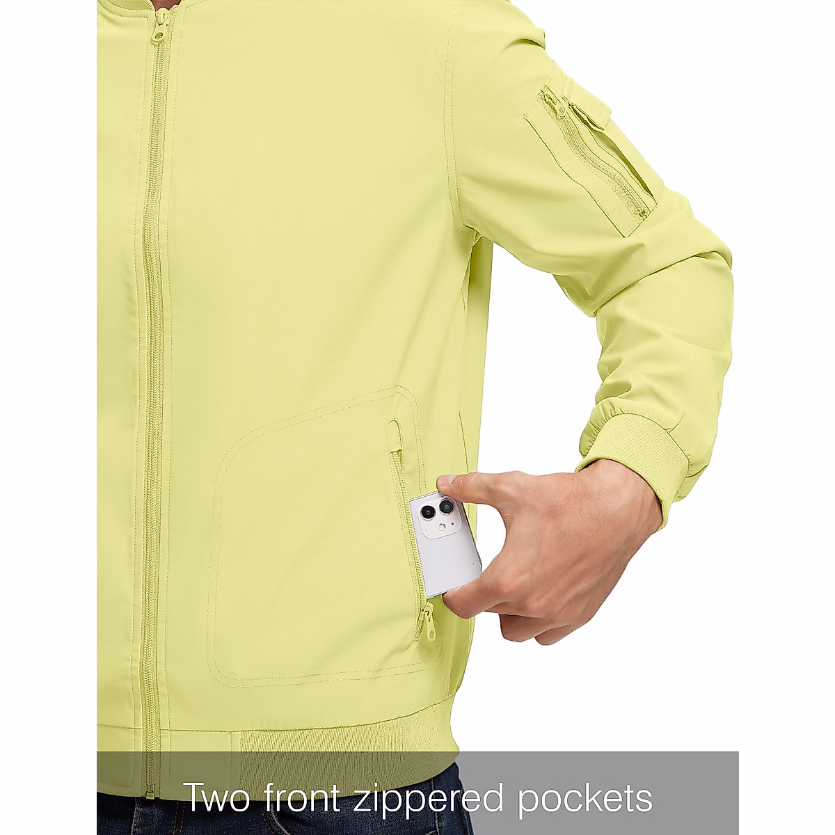 Rdruko Men's Lightweight Bomber Jacket Casual Stylish Fashion Coat Windbreaker(Lemon, US M)