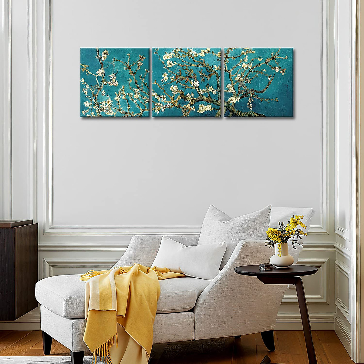 Van Gogh Wall Art Canvas Print Painting Almond Blossom Picture The Van Gogh Classic Arts Stretched and Framed Artwork for Living Room 16x16inchx3