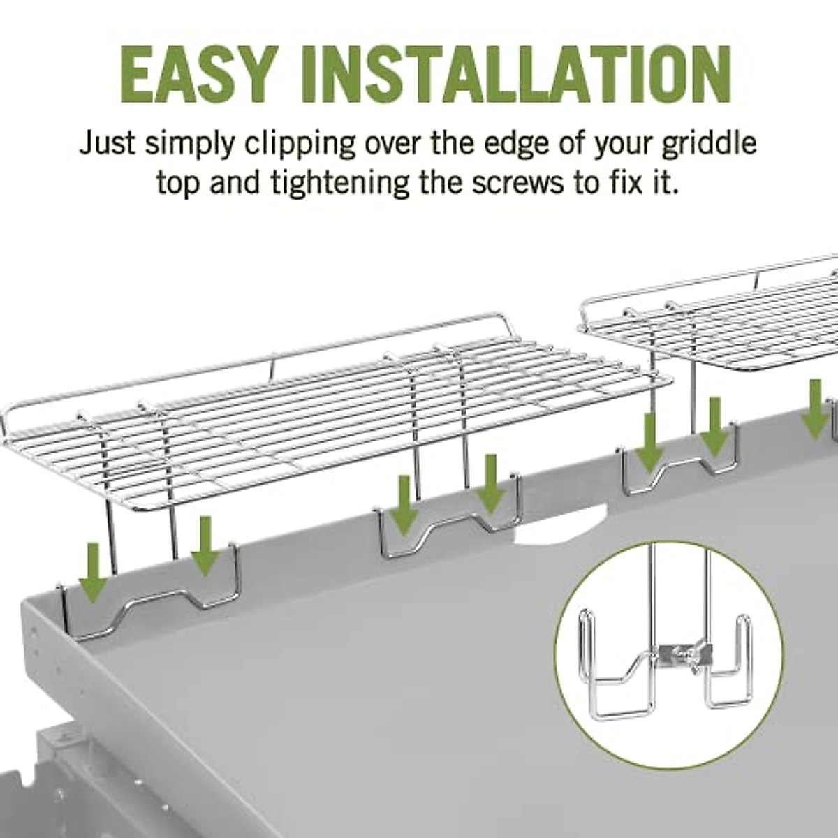 Geesta 2Pcs Blackstone Griddle Warming Rack, Grill Warming Rack Compatible with 17 & 22 & 28 & 36 Inch Blackstone Griddles, Outdoor Blackstone Cooking Accessories