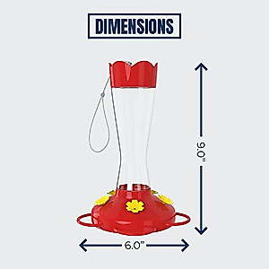 MEKKAPRO Outdoor Hummingbird Feeder Made from Glass, Humming Bird Feeders for Outdoors Hanging Ant and Bee Proof with 5 Nectar Feeding Stations, Bright Red, Backyard Feeder (10 Ounces)