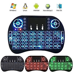 RAXXIO i8 Mini Wireless Keyboard, Handheld 2.4GHz LED-Backlit Portable Mini Keyboard with Touchpad Mouse, Rechargeable Battery for Pc Pad Xbox 360 Ps3 Smart TV Htpc Iptv Android Box Linux Raspberry Pi