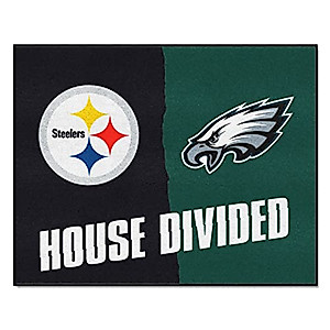 FANMATS 17113 NFL House Divided Steelers/Eagles House Divided Mat , 33.75" x 42.5"