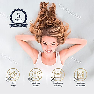 100% Waterproof Mattress Protector Cali King - Luxury Comfort Bamboo Mattress Protector - Super Protective Leak-Proof Barrier- Hypoallergenic & Breathable Mattress Cover- Soft Crinkle Free & Noiseless