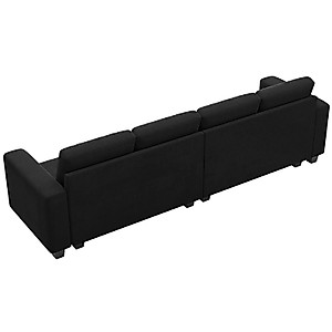 Belffin Velvet Modular 4 Seat Sofa Couch Sectional 4-seat Sofa Couch for Living Room Black