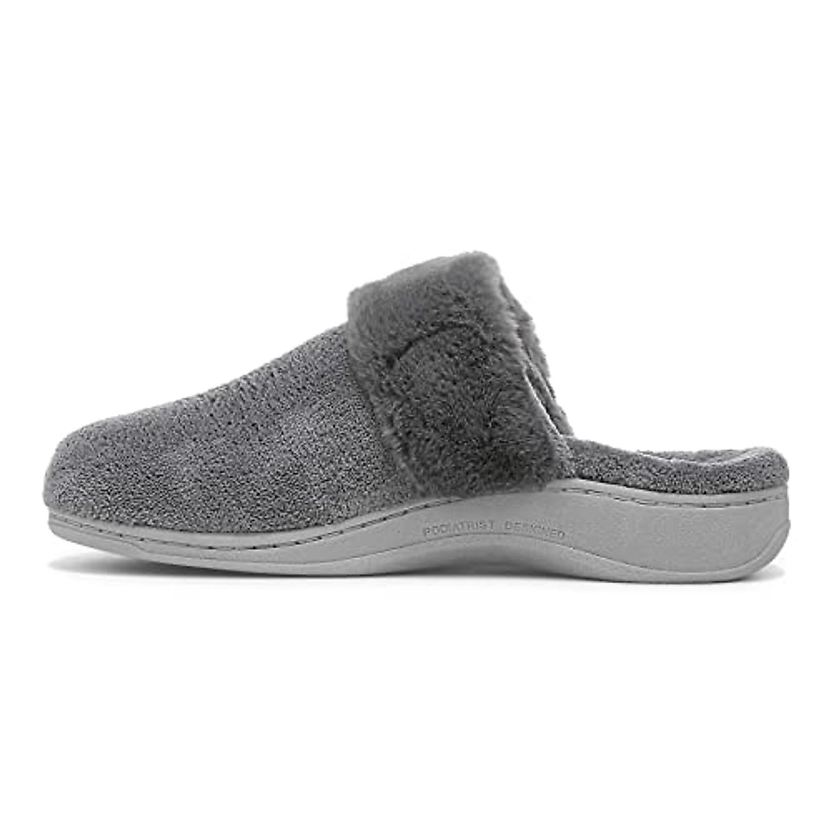 Vionic Adjustable Slipper with Orthotic Arch Support - Ind Charcoal - 7 Medium