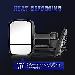 PZ Driver and Passenger Side Tow Mirrors with Power Heated black,Replacement Fit for Chevy Silverado GMC Sierra 1500 2500 3500 Yukon Tahoe 07-14