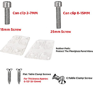 4PCS Sneeze Guard Partition Clamp Adjustable Plexiglass Divider Support Clamps,C Clamp Base Partition Clamp,Sneeze Guard Clamps for Desk Privacy Panel