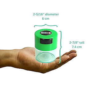 Minivac - 10g to 30 grams Airtight Multi-Use Vacuum Seal Portable Storage Container for Dry Goods, Food, and Herbs - Green Cap & Clear Body