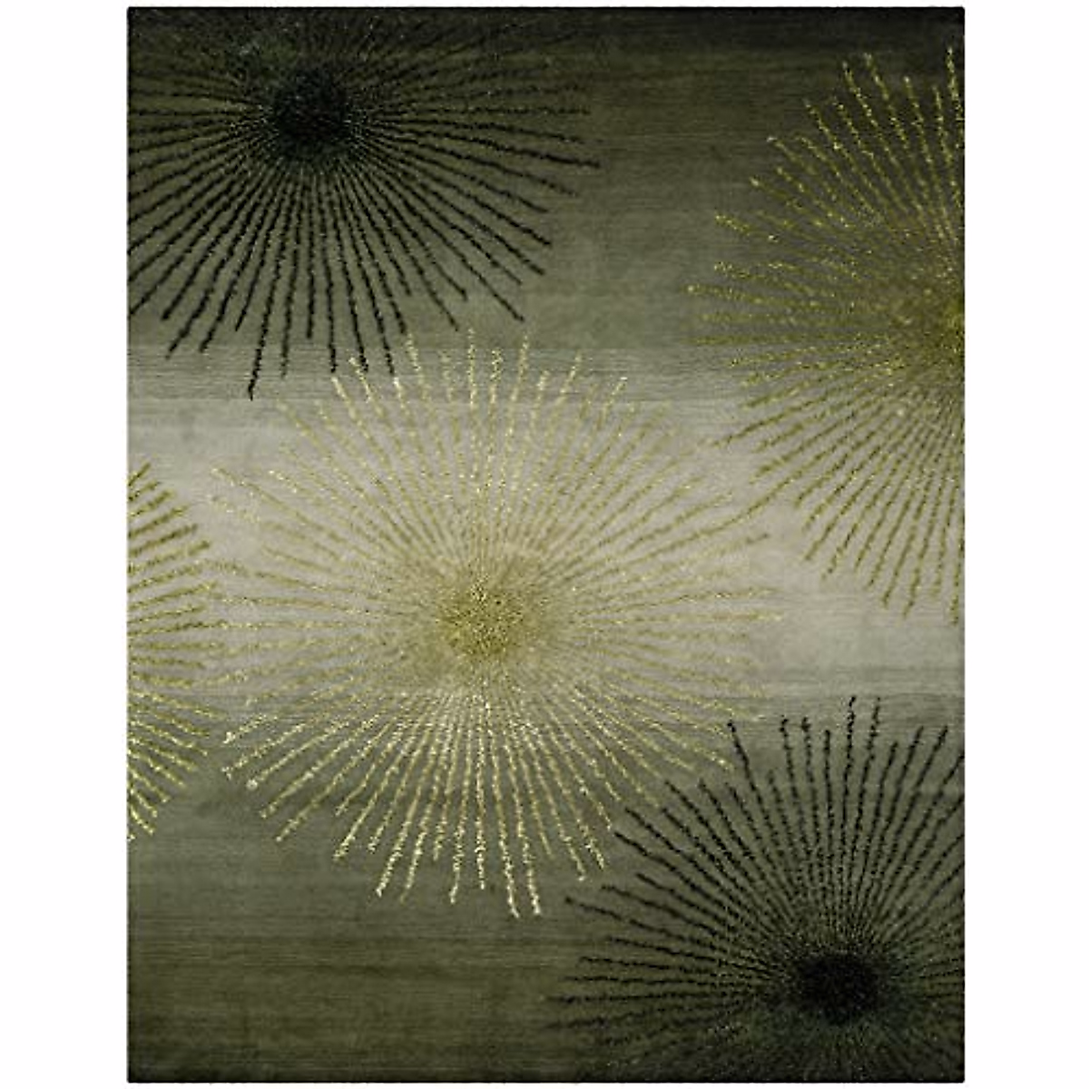 SAFAVIEH Soho Collection Area Rug - 5' x 8', Green & Multi, Handmade Starburst Wool & Viscose, Ideal for High Traffic Areas in Living Room, Bedroom (SOH712G)