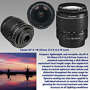 Canon EOS Rebel T7 DSLR Camera with EF-S 18-55MM F/3.5-5.6 III Lens Kit + 64GB Card, Digital Flash, Digital HD UV Filter, Replacement Battery, Water Resistant Bag & More (19 PC Bundle)