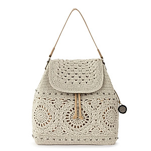 The Sak Sayulita Backpack in Leather, Adjustable, Removable Straps, Natural Medallion
