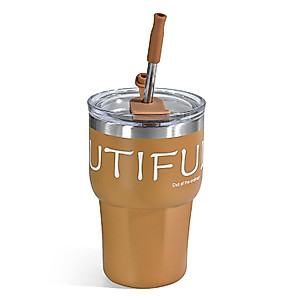 CHLJAR 21 oz Travel Mug, Insulated Tumbler with Lid and Straw, Double Wall Vacuum Insulated, Reusable Coffee Cup for Coffee, Tea and Drinks, Orange