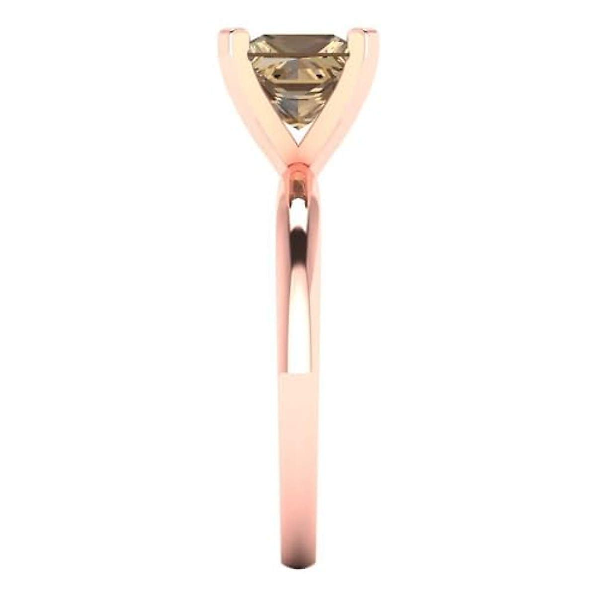 Clara Pucci 1.50ct Princess Cut Solitaire Champagne Simulated Diamond 4 Prong Engagement Bridal Anniversary Ring 18K Rose Gold 3.5