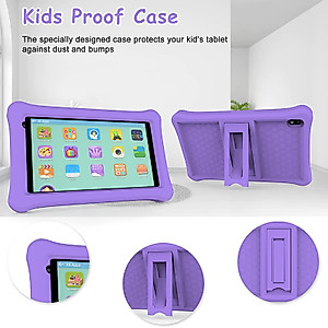 Kids Tablet 7 inch, Android 11 Tablet for Kids, 16GB Toddler Tablet with Bluetooth, IPS Screen, Parental Control, Kids Software PreInstalled, Dual Camera Shockproof Case for Education (Purple)