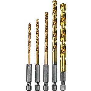 Makita D-35318 Titanium Coated Drill Bit Set, 1/4-Inch, 5-Pack