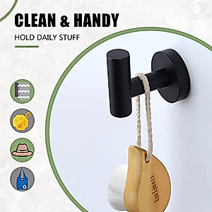 Angle Simple Bathroom Towel Hook Matte Black, Stainless Steel Shower Towel Holder, Kitchen Towel Hanger, Round Robe Hook for Wall