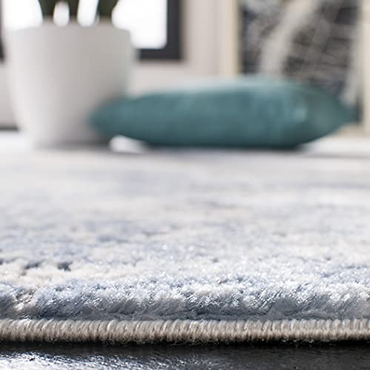 SAFAVIEH Amelia Collection Area Rug - 10' x 14', Grey & Blue, Modern Abstract Design, Non-Shedding & Easy Care, Ideal for High Traffic Areas in Living Room, Bedroom (ALA705F)