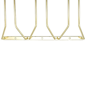 ZOOHOT 40.5cm Gold Wine Glass Rack, Under Cabinet Wine Glass Holder Stainless Steel Stemware Rack - Hanging Stemware Holder (3 Rows, 1 Pack)