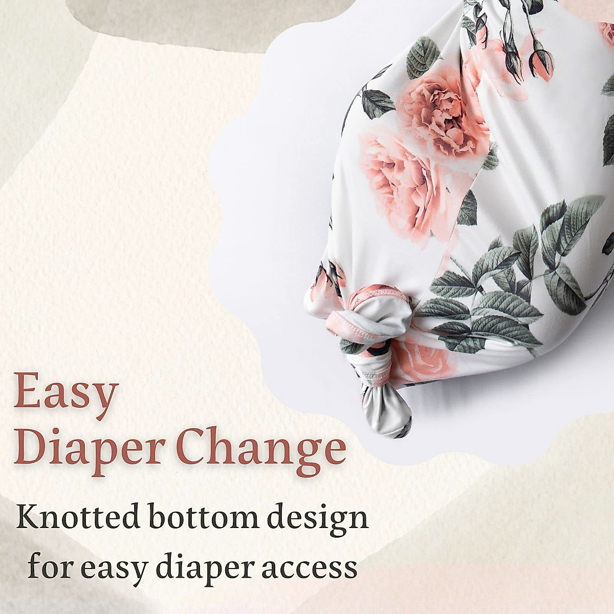 Giggle Angel Newborn Baby Sleeper Gown Infant Knotted Gown Baby Girl Long Sleeve Gowns Coming Home Outfits Hat Set 0-3 Months (Inkgreen)