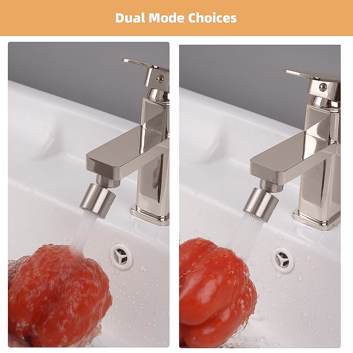 Hibbent NSF/ANSI/CAN 61 Certified Faucet Aerator, CUPC Certification 360 Degree Swivel Kitchen 2-Flow Sprayer Splash-Proof Water Saving Faucet Extender- 55/6 Inch-27UNS Female Thread, Brushed Nickel