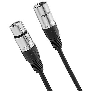 Amazon Basics XLR Microphone Cable for Speaker or PA System, All Copper Conductors, 6MM PVC Jacket, 6 Foot, Black