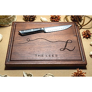 Personalized Cutting Boards, Custom Wedding, Anniversary or Housewarming Gift Idea, Wood Engraved Charcuterie Board for Couples, Monogram Initial Design 055