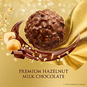 Ferrero Rocher, 16 Count, Premium Gourmet Milk Chocolate Hazelnut, Individually Wrapped Candy for Gifting, Mother's Day Gift, 7 oz