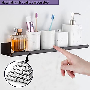 lifewinimall Shower Shelf No Drilling 2 Pack，Metal Kitchen Shelves Wall Mounted，Bathroom Countertop Organizer，Black Floating Shelf Organizer for Bathroom & Kitchen Storage (Black 40m)