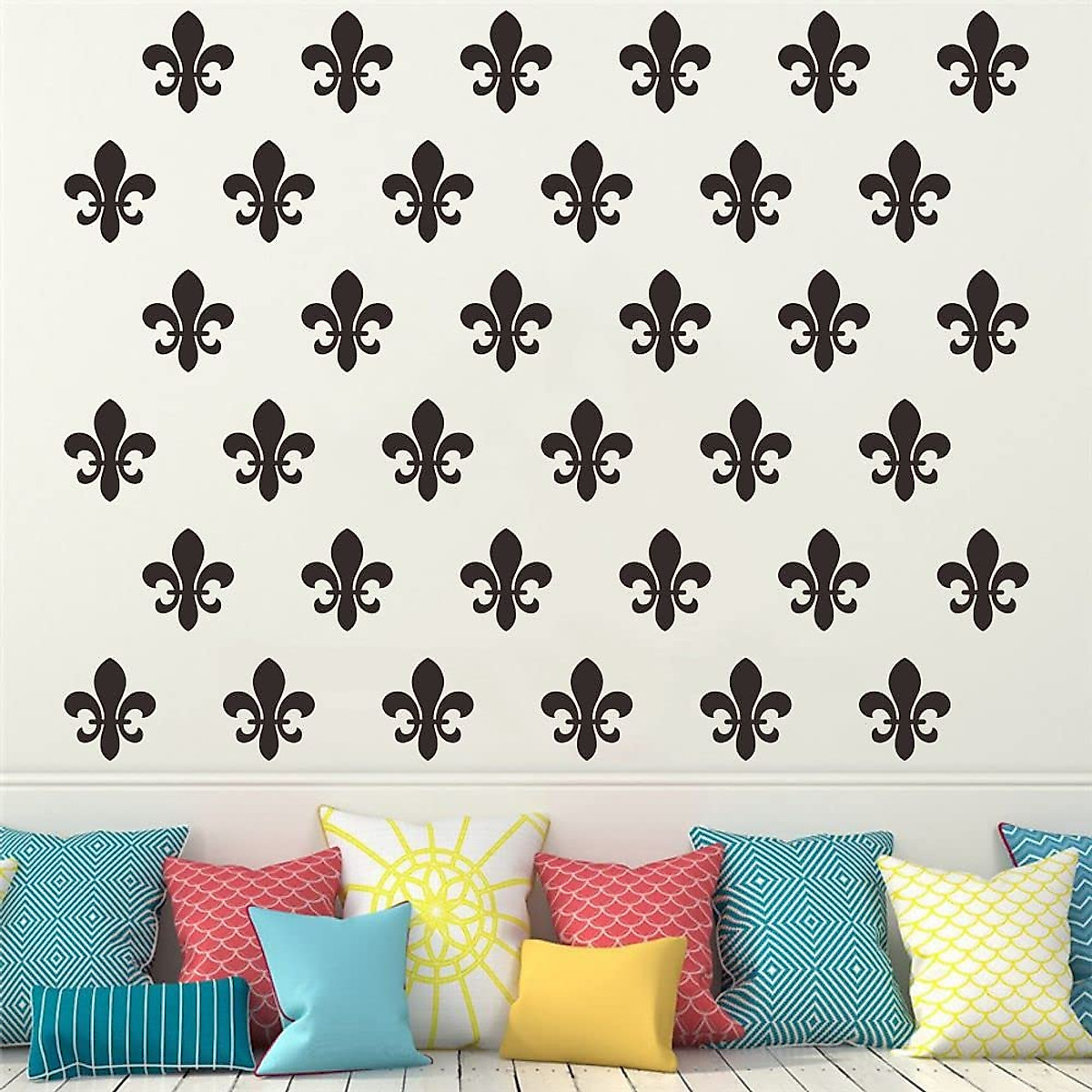 ANFRJJ French Style Flower Wall Stickers - 36 PVC Removable Decals for Bedroom Decor - Elegant Floral Art Decals - JWH195 Collection (Black) - Easy Peel and Stick Wall Decals