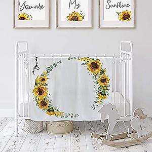 fundich Baby Milestone Blanket for Baby Girl|Newborn Monthly Milestone Picture Blanket|Sunflower Nursery Decor|Baby Girl Photo Background Prop Blanket 45"x40" with Wreath and Headband