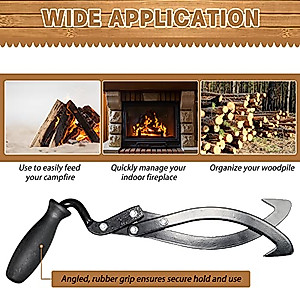 Mixweer 10 Inches Log Tongs Logging Skidding Tongs Steel Lifting Firewood Tongs Black Logging Tools Wood Tongs with Grip Handle for Moving Carrying Dragging Trees