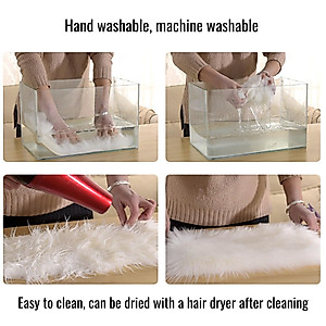 NINGDAN 14x10 inches 1pcs Rectangle Faux Fur Plush Cushion, Area Rugs Fluffy Carpet Mini Small Size Fit,for Tabletop Photography,Home Decor,Product Display,Locker Accessories for Girls (White)