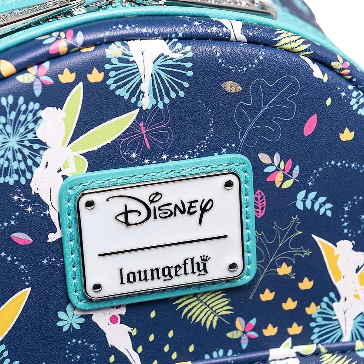 Loungefly Women's Disney Teal Tinkerbell Glow in the Dark Allover Print Backpack