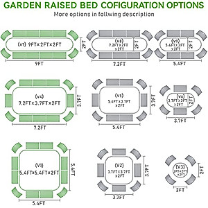 9x2x2ft Galvanized Raised Garden Bed for Vegetables, 9 in 1 Adjustable Outdoor Garden Raised Planter Box, Raised Beds for Gardening Flower